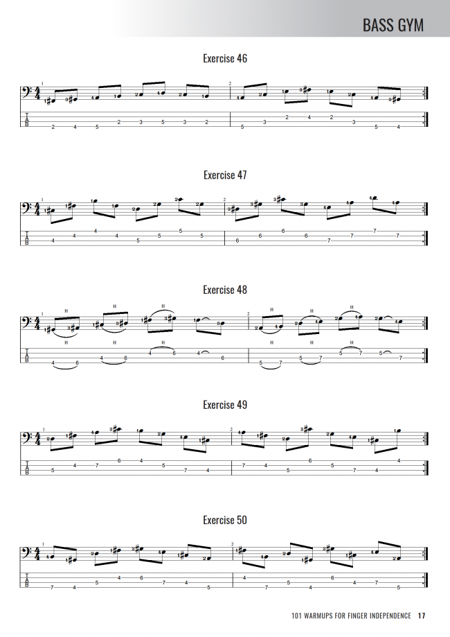 Bass Gym - 101 Warm-ups for Finger Independence - Bassline Publishing